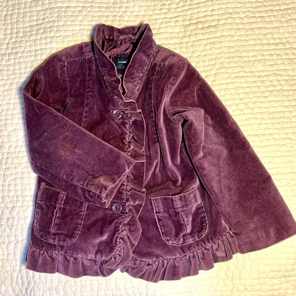 GAP | Jackets & Coats | Purple Velvet Blazer With Ruffle Detail | Poshmark